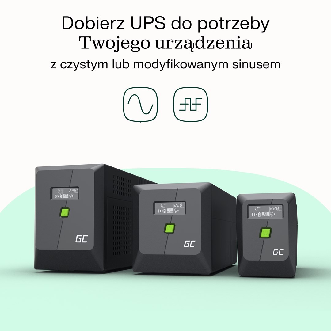 GREEN CELL UPS POWERPROOF 900W/1500VA MODYFIKOWANA SINUSOIDA